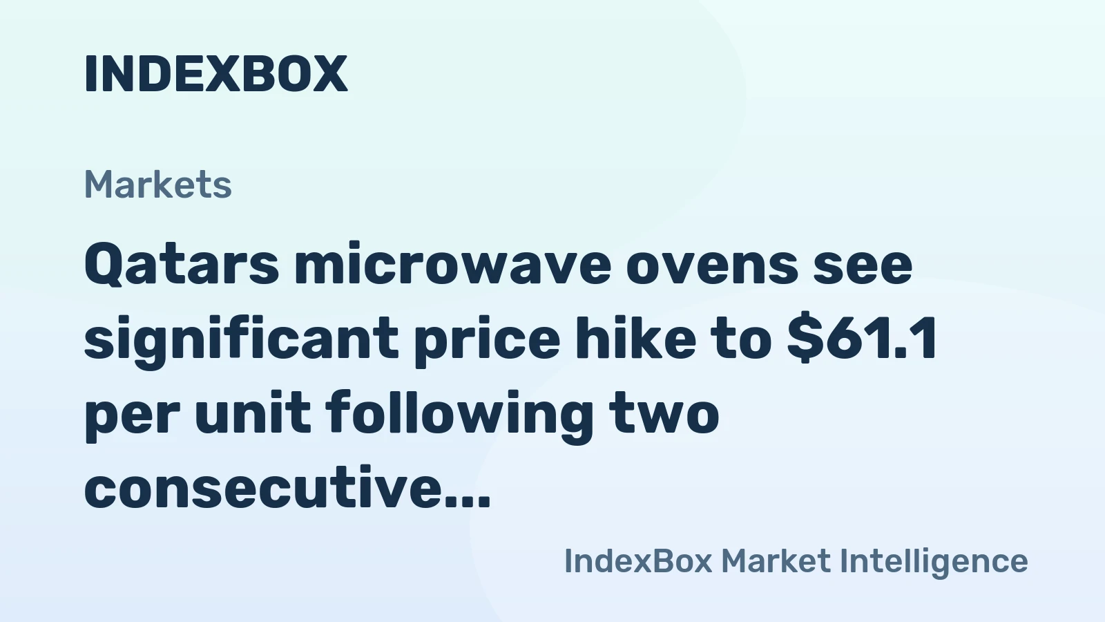 Qatars microwave ovens see significant price hike to $61.1 per unit following two consecutive months of increase.