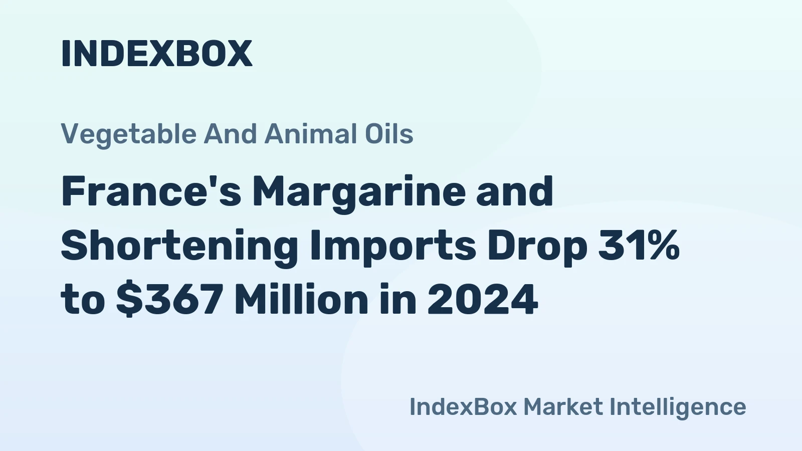 France's Margarine and Shortening Imports Drop 31% to $367 Million in 2024
