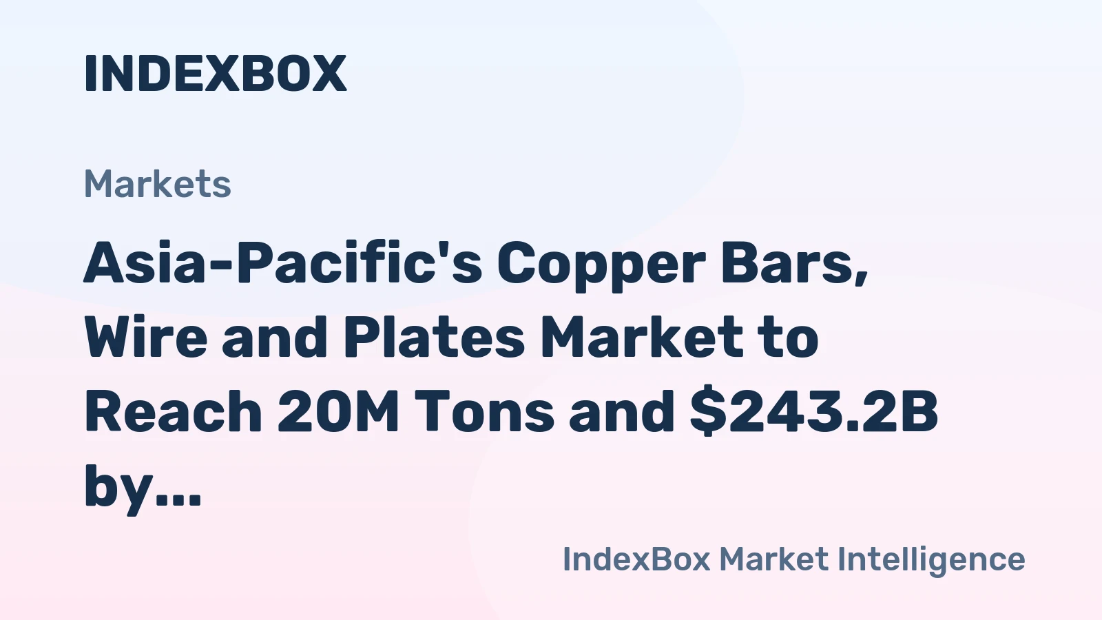 Asia-Pacific's Copper Bars, Wire and Plates Market to Reach 20M Tons and $243.2B by 2035