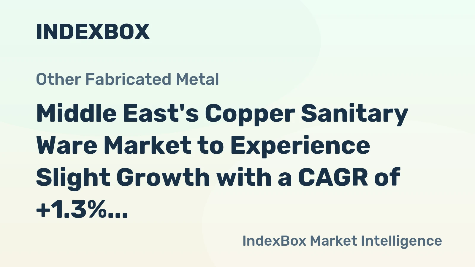 Middle East's Copper Sanitary Ware Market to Experience Slight Growth with a CAGR of +1.3% over the Next Decade
