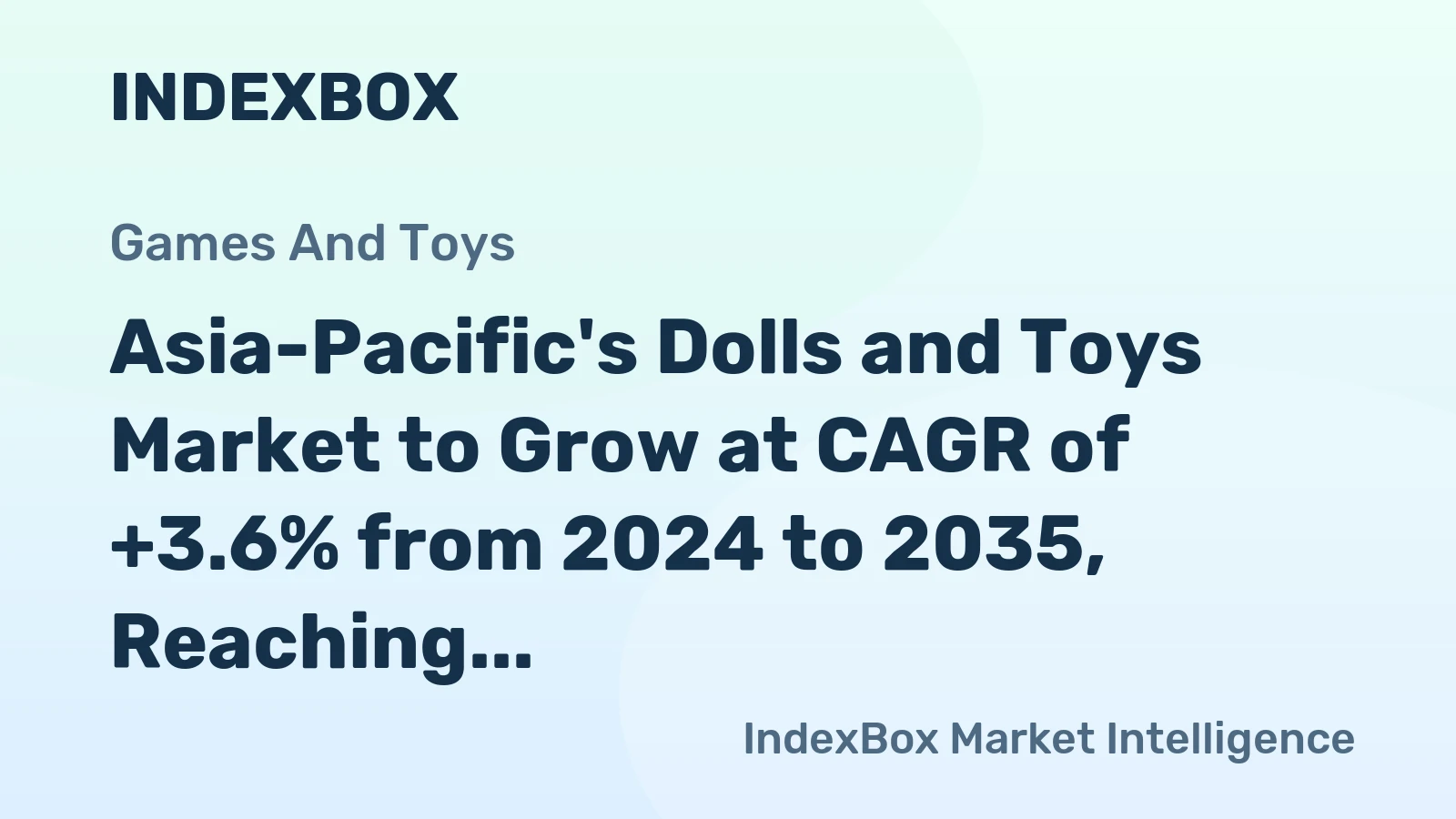 Asia-Pacific's Dolls and Toys Market to Grow at CAGR of +3.6% from 2024 to 2035, Reaching $58.9B by End of 2035