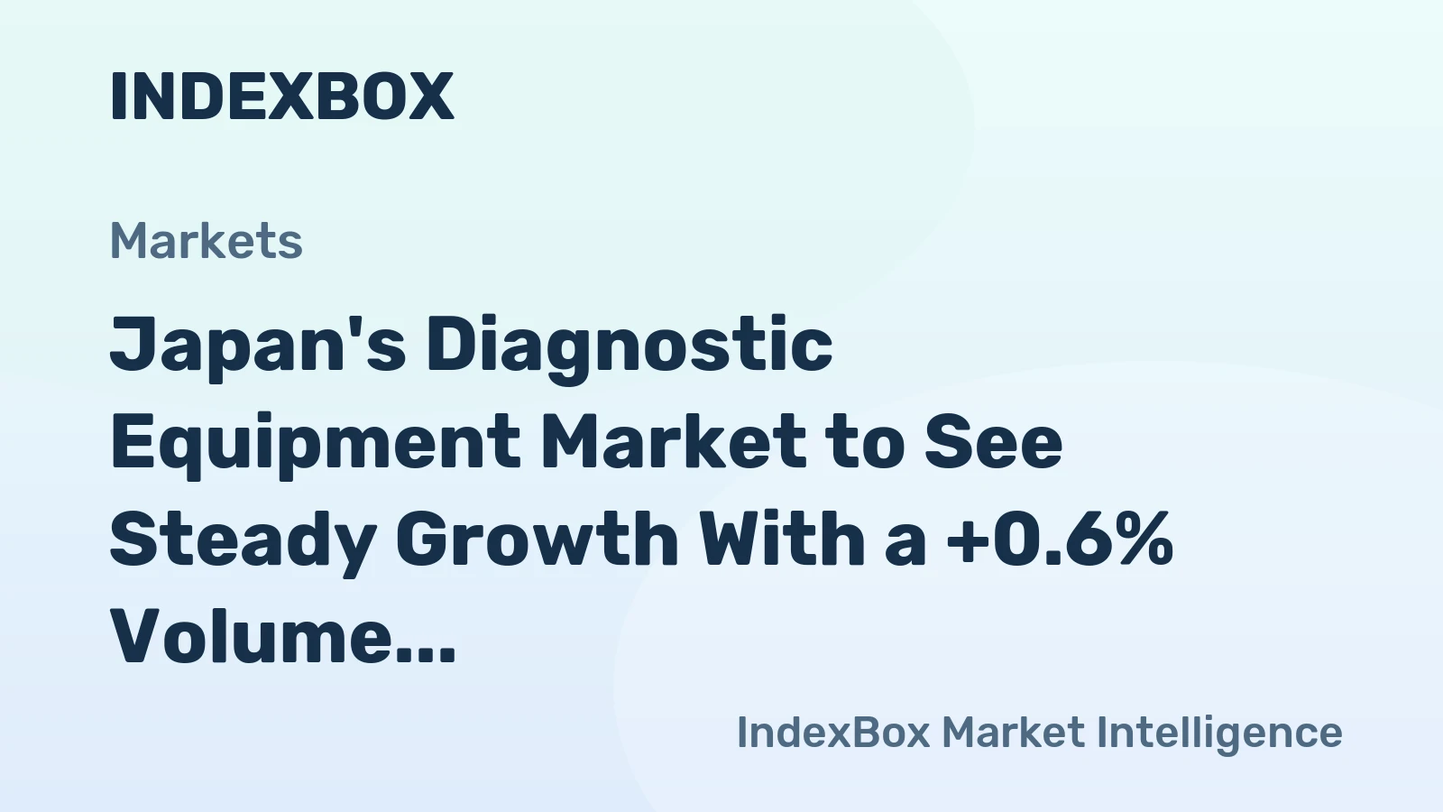 Japan's Diagnostic Equipment Market to See Steady Growth With a +0.6% Volume CAGR