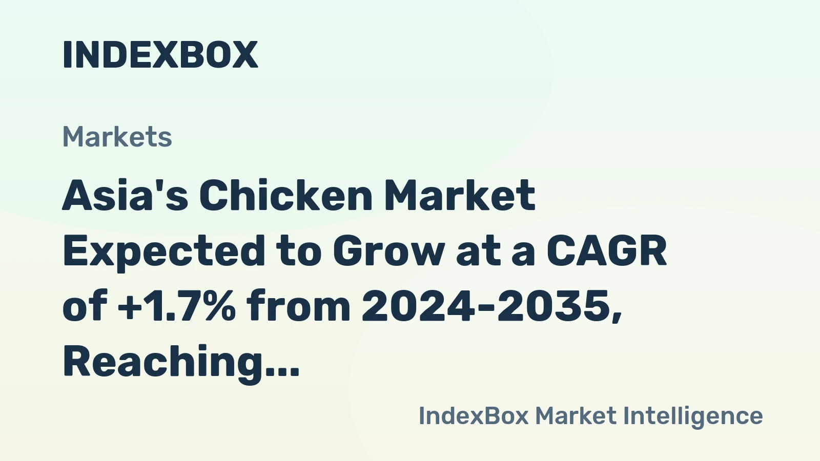 Asia's Chicken Market Expected to Grow at a CAGR of +1.7% from 2024-2035, Reaching $91.5B in Value by 2035