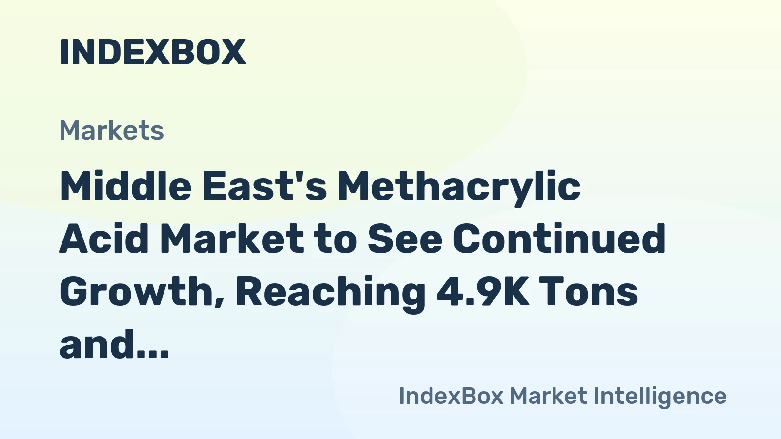 Middle East's Methacrylic Acid Market to See Continued Growth, Reaching 4.9K Tons and $13M by 2035