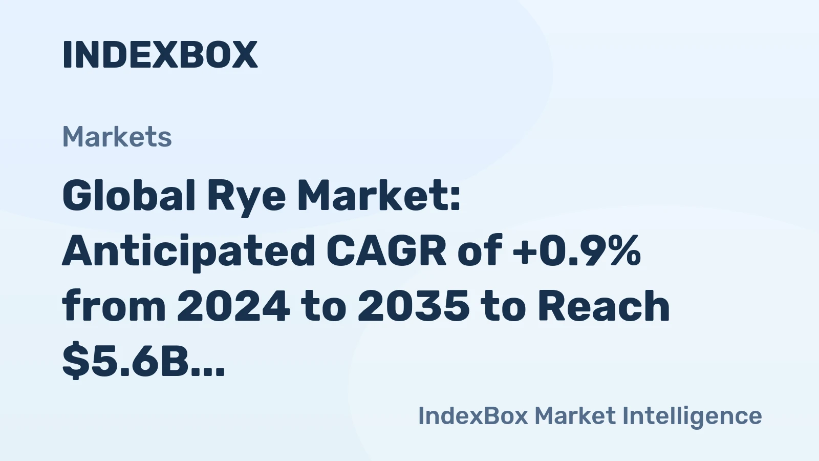 Global Rye Market: Anticipated CAGR of +0.9% from 2024 to 2035 to Reach $5.6B by 2035
