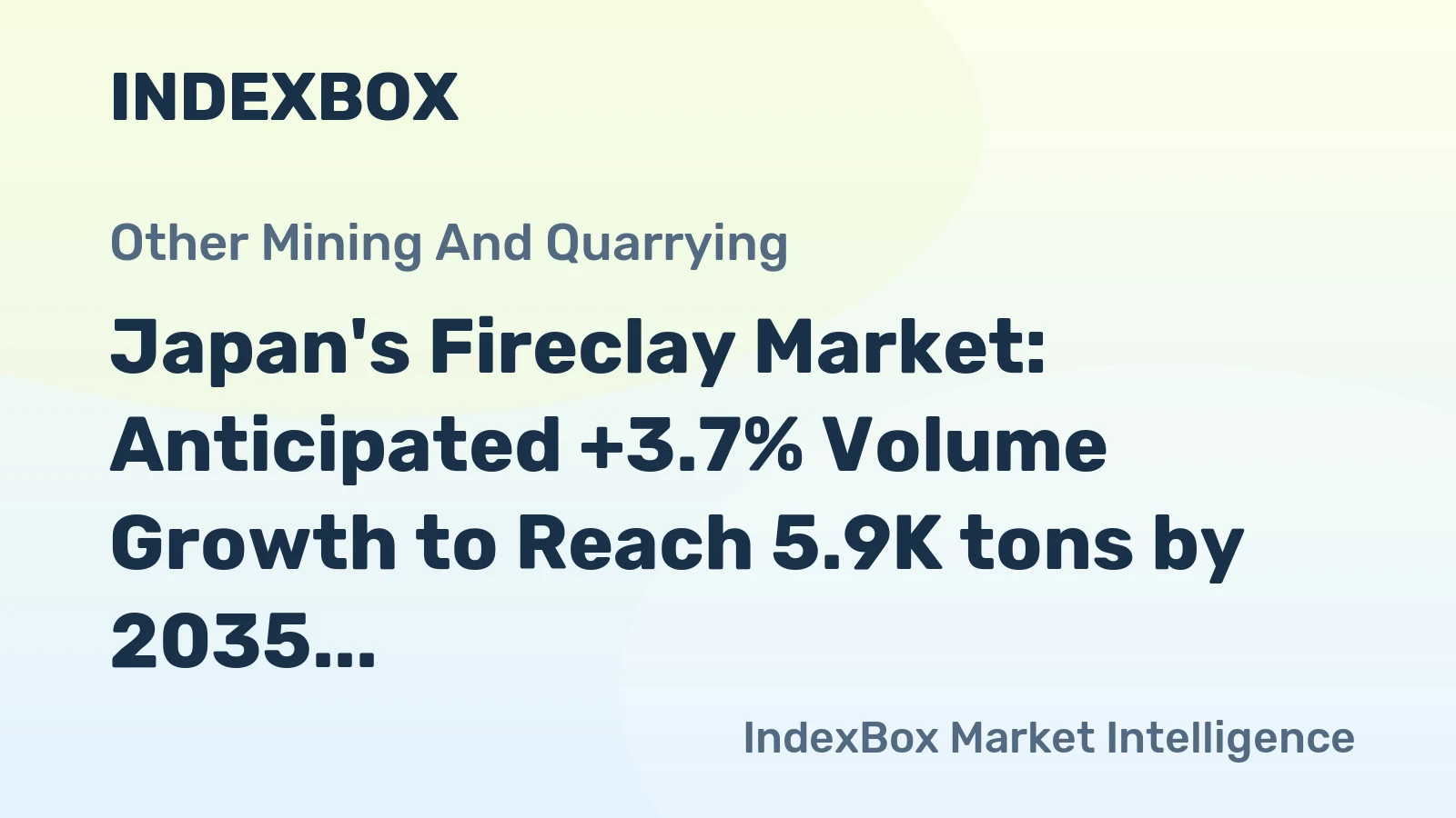 Japan's Fireclay Market: Anticipated +3.7% Volume Growth to Reach 5.9K tons by 2035, +5.8% Value Increase Expected to Hit $1.9M