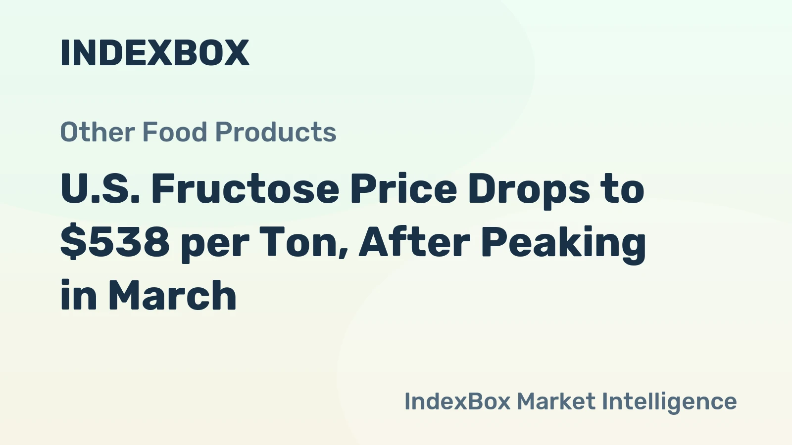 U.S. Fructose Price Drops to $538 per Ton, After Peaking in March