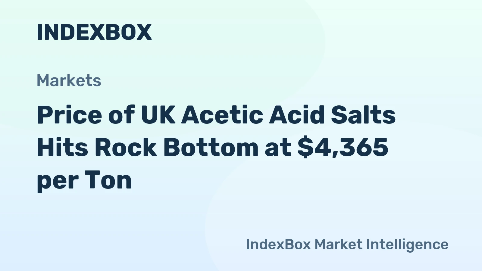 Price of UK Acetic Acid Salts Hits Rock Bottom at $4,365 per Ton