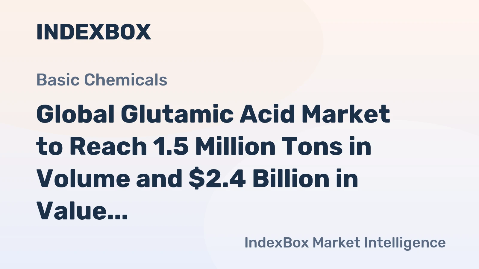 Global Glutamic Acid Market to Reach 1.5 Million Tons in Volume and $2.4 Billion in Value by 2035