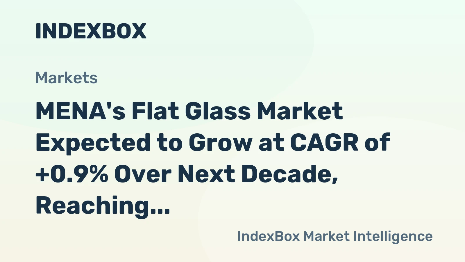 MENA's Flat Glass Market Expected to Grow at CAGR of +0.9% Over Next Decade, Reaching $3.9B by 2035