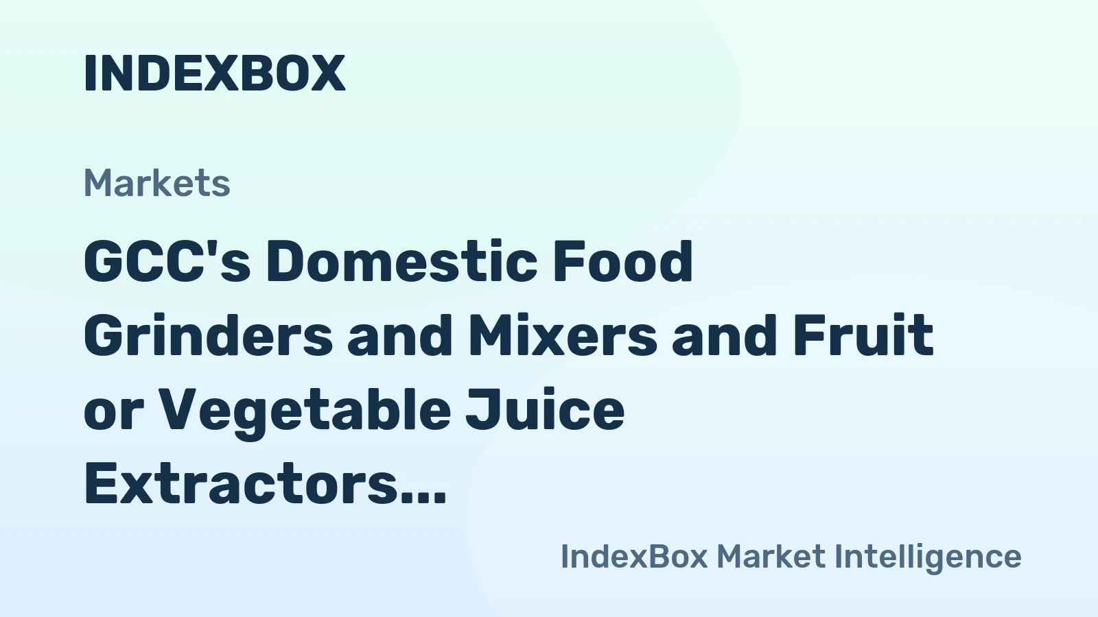 GCC's Domestic Food Grinders and Mixers and Fruit or Vegetable Juice Extractors Market Expected to Grow at +2.3% CAGR Over Next Decade