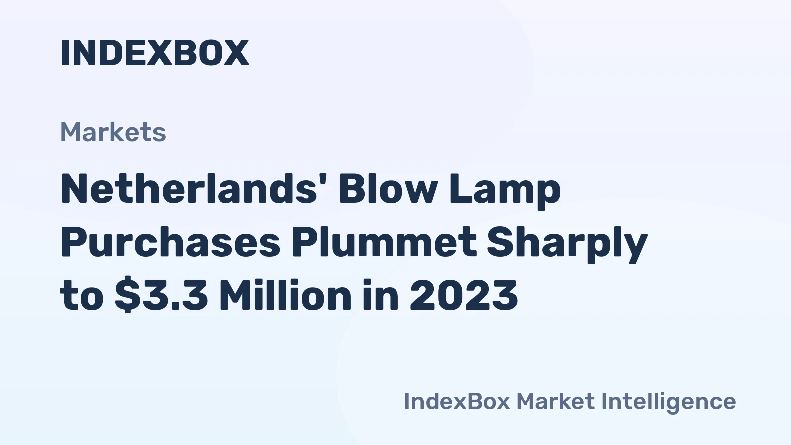 Netherlands' Blow Lamp Purchases Plummet Sharply to $3.3 Million in 2023