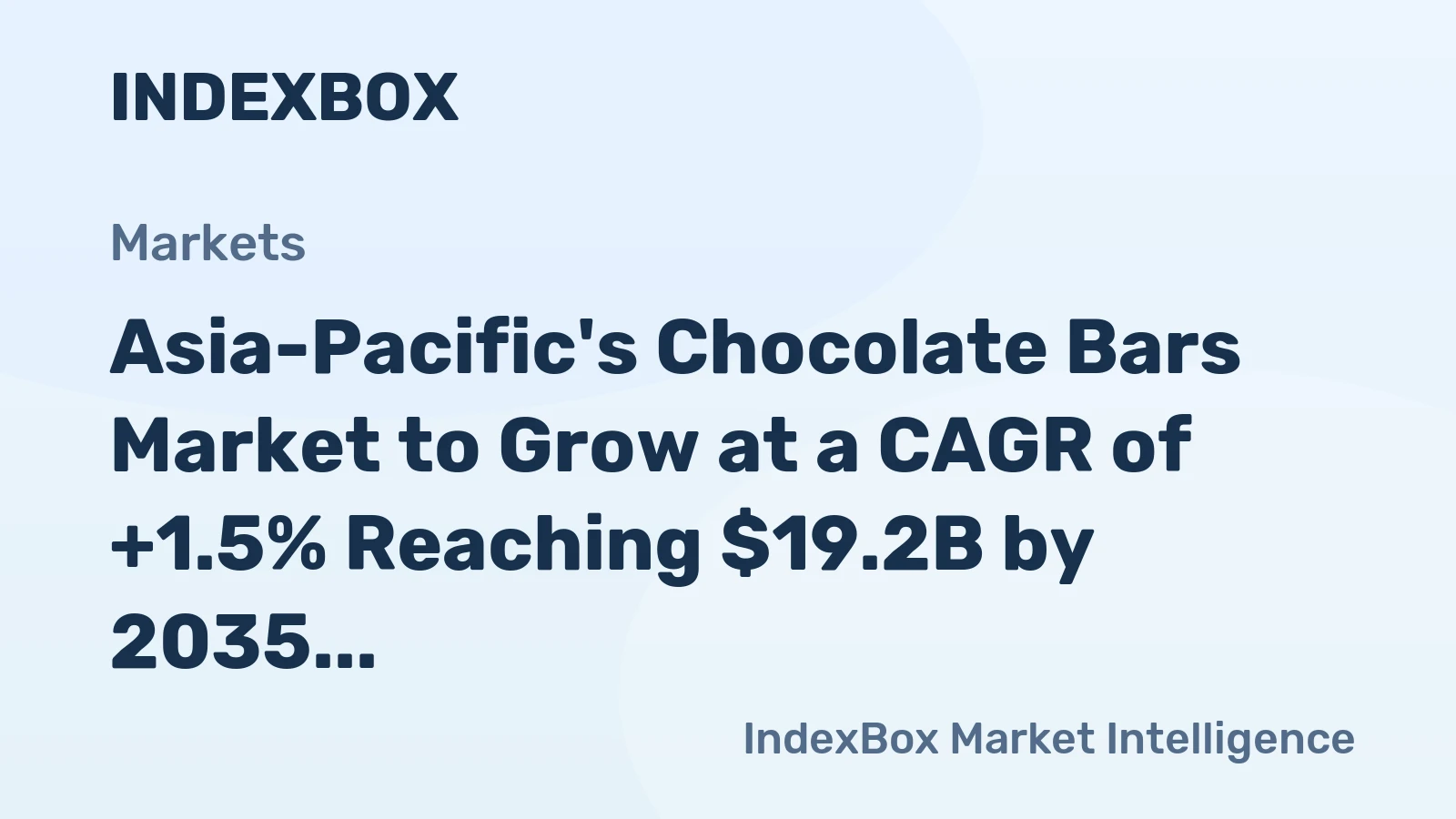 Asia-Pacific's Chocolate Bars Market to Grow at a CAGR of +1.5% Reaching $19.2B by 2035