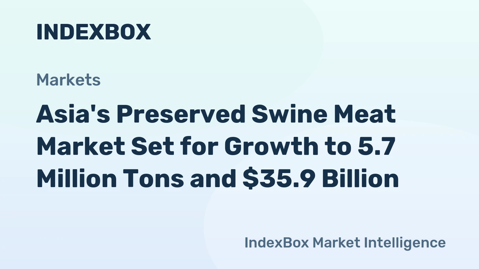 Asia's Preserved Swine Meat Market Set for Growth to 5.7 Million Tons and $35.9 Billion