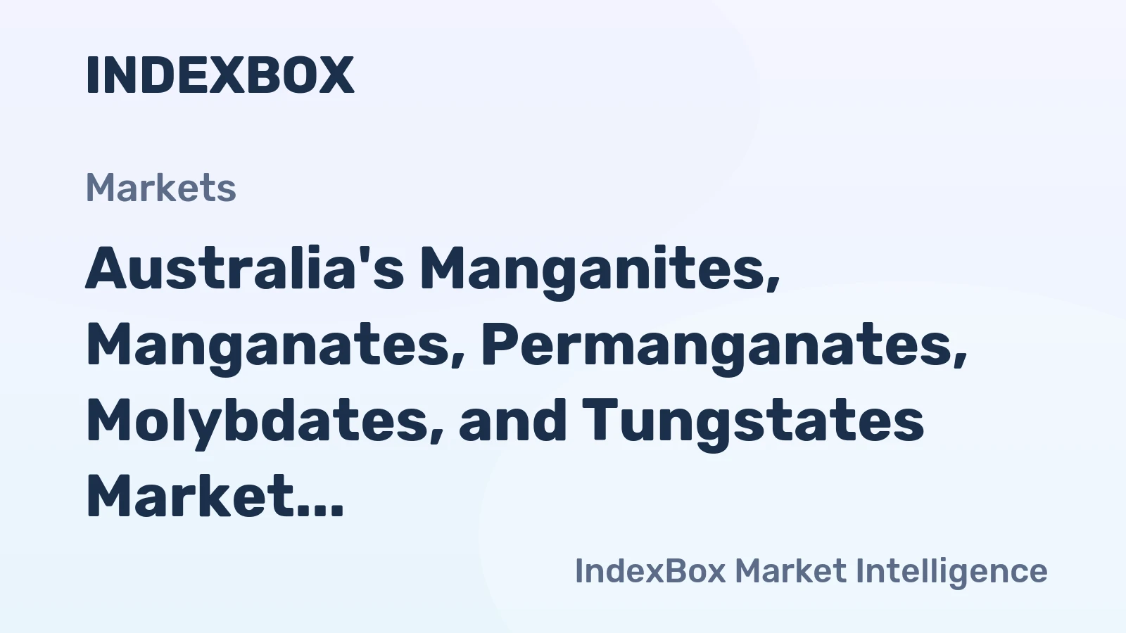 Australia's Manganites, Manganates, Permanganates, Molybdates, and Tungstates Market to Reach 2.4K Tons and $49M Value by 2035