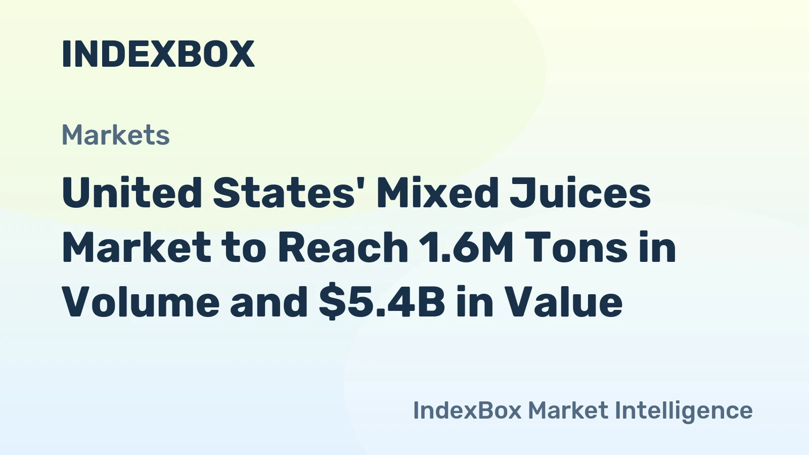 United States' Mixed Juices Market to Reach 1.6M Tons in Volume and $5.4B in Value