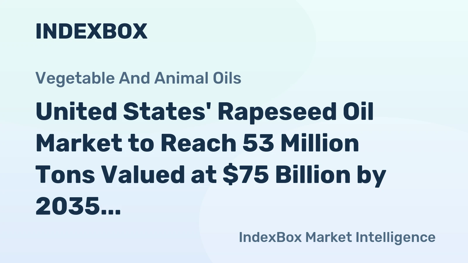 United States' Rapeseed Oil Market to Reach 53 Million Tons Valued at $75 Billion by 2035