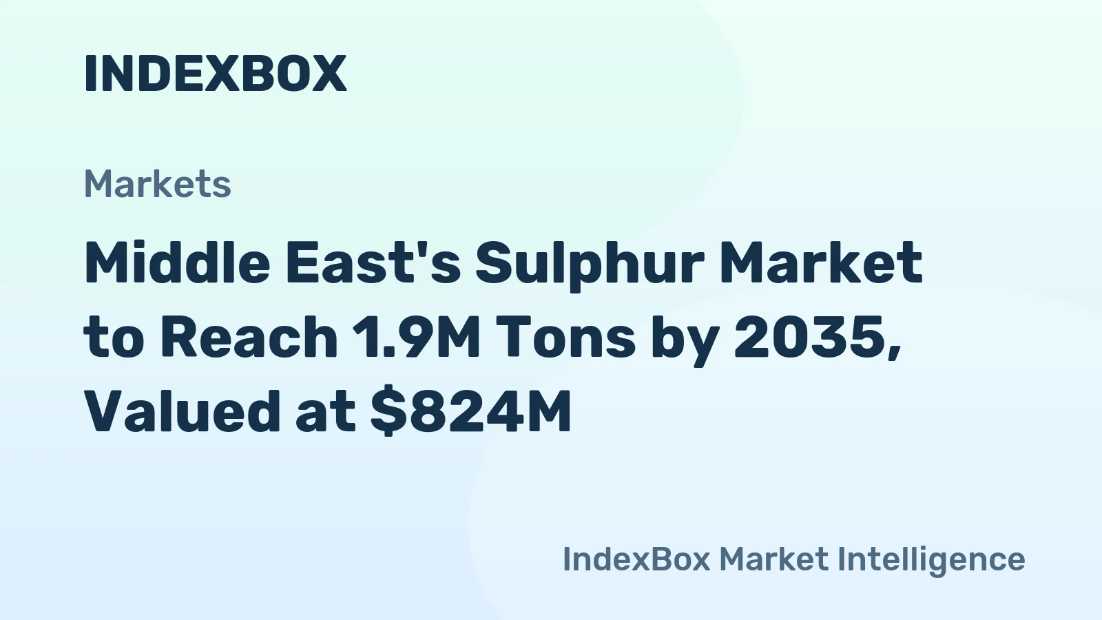 Middle East's Sulphur Market to Reach 1.9M Tons by 2035, Valued at $824M
