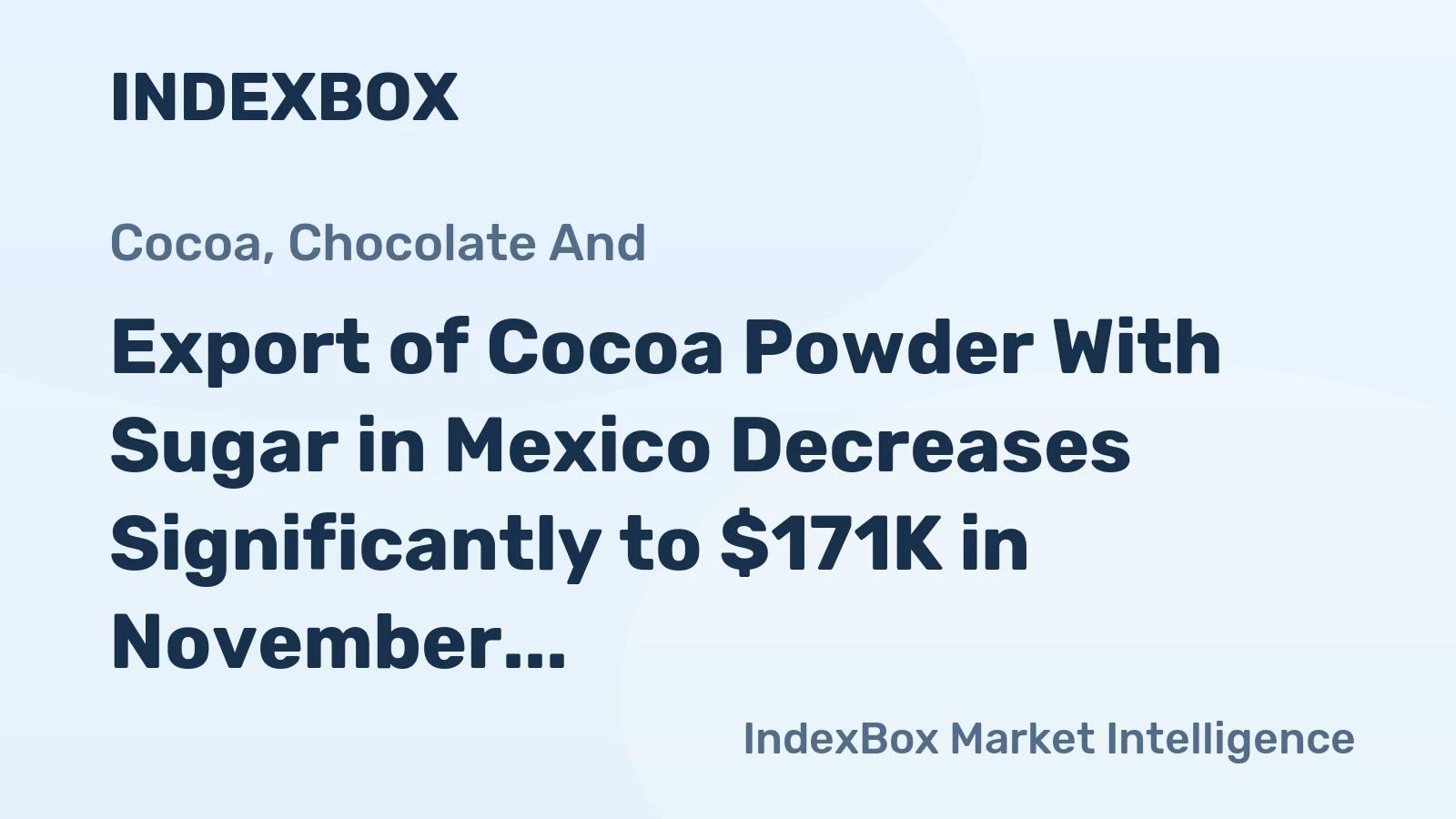 Export of Cocoa Powder With Sugar in Mexico Decreases Significantly to $171K in November 2023