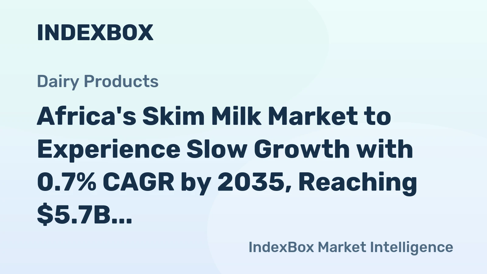 Africa's Skim Milk Market to Experience Slow Growth with 0.7% CAGR by 2035, Reaching $5.7B in Value