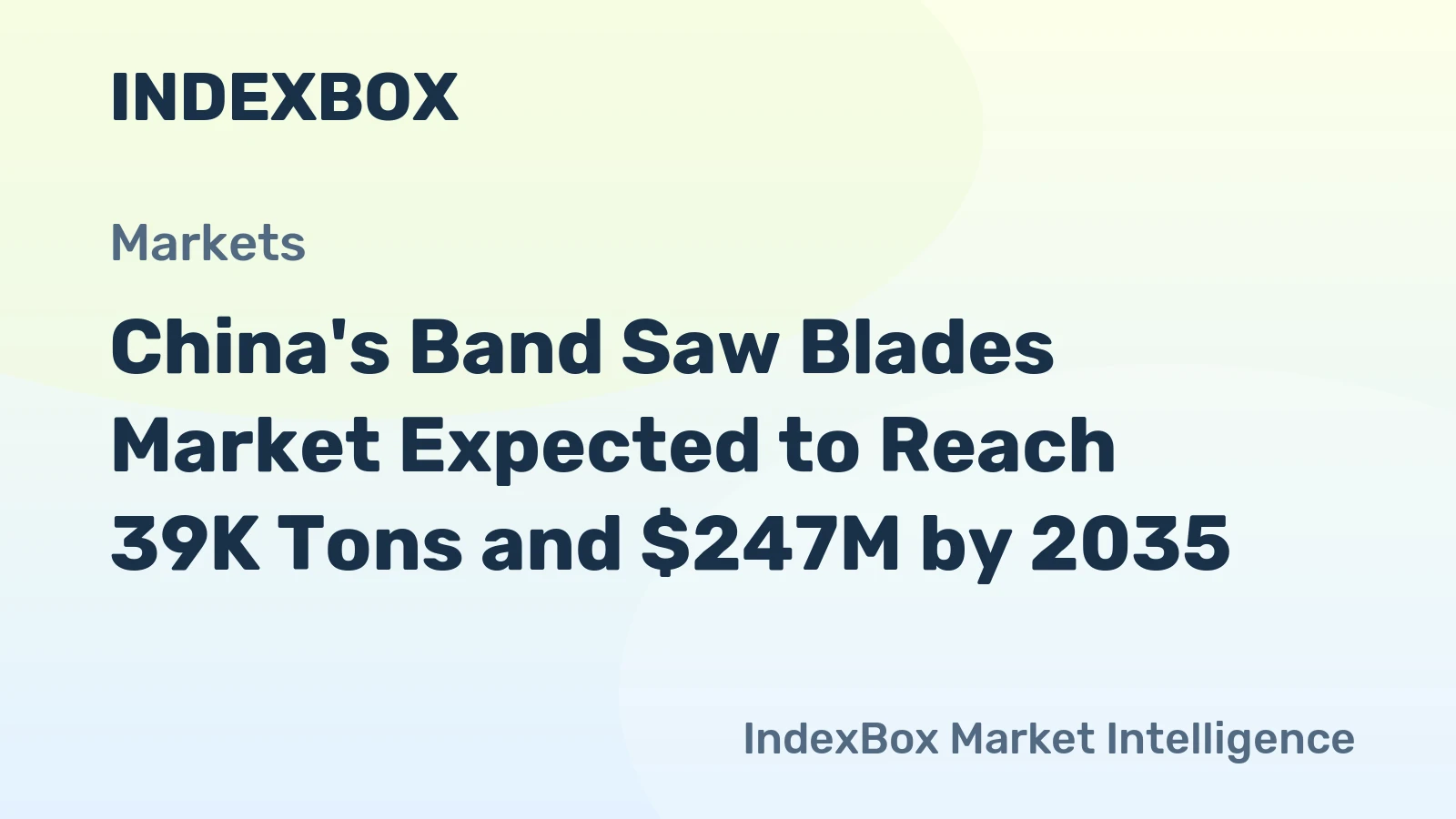China's Band Saw Blades Market Expected to Reach 39K Tons and $247M by 2035