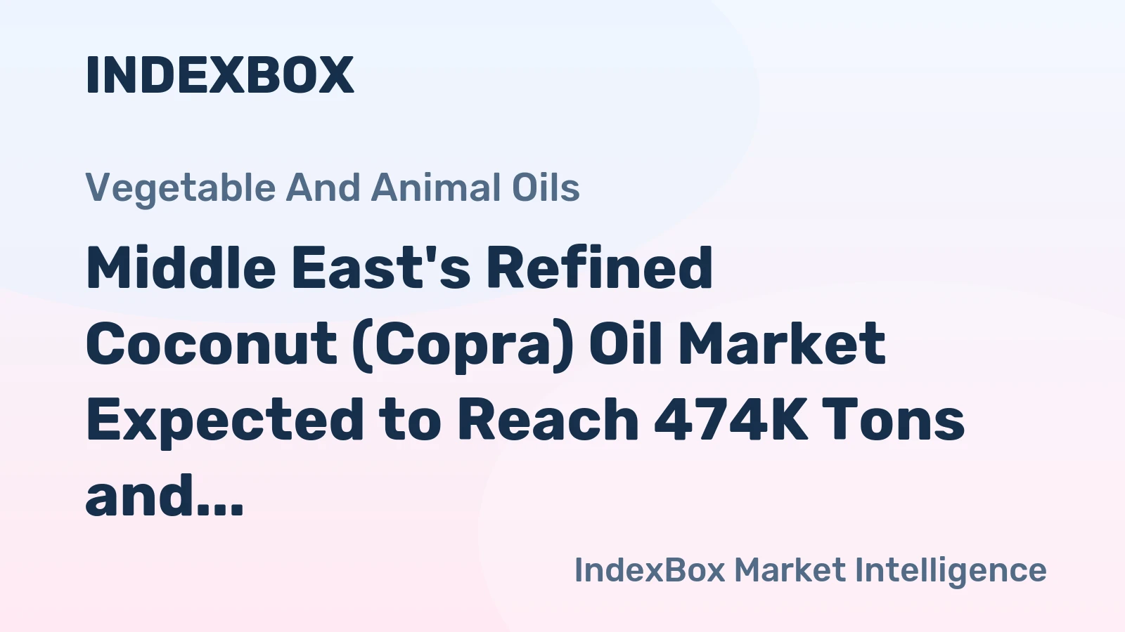 Middle East's Refined Coconut (Copra) Oil Market Expected to Reach 474K Tons and $1.1B by 2035