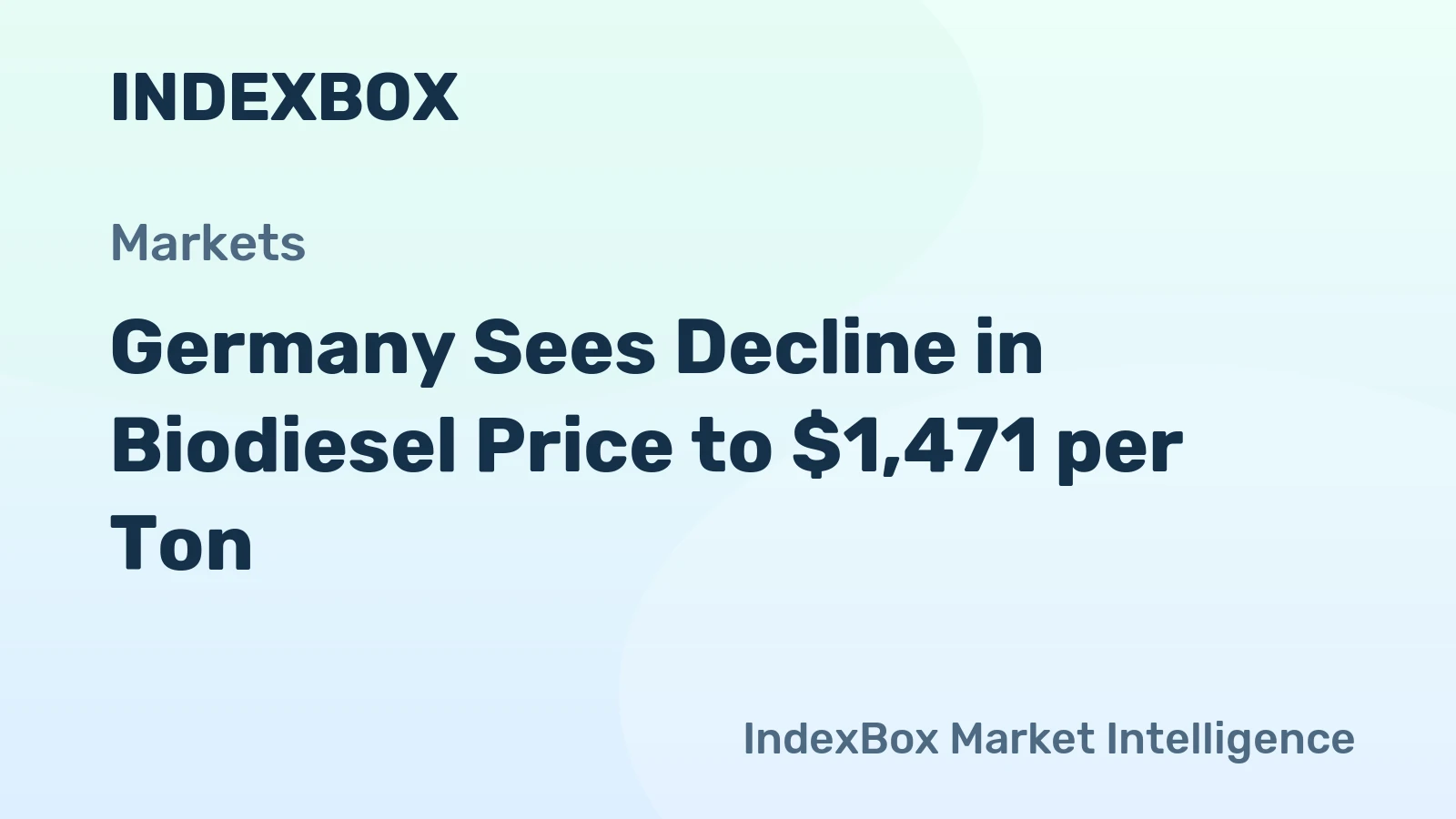 Germany Sees Decline in Biodiesel Price to $1,471 per Ton