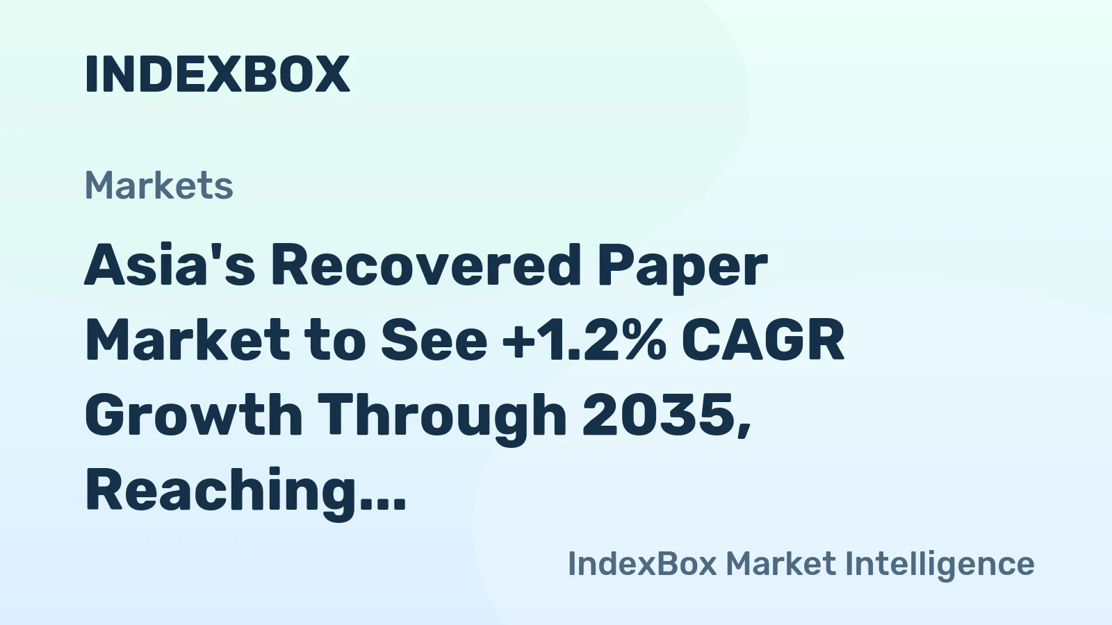 Asia's Recovered Paper Market to See +1.2% CAGR Growth Through 2035, Reaching $33.3B in Value