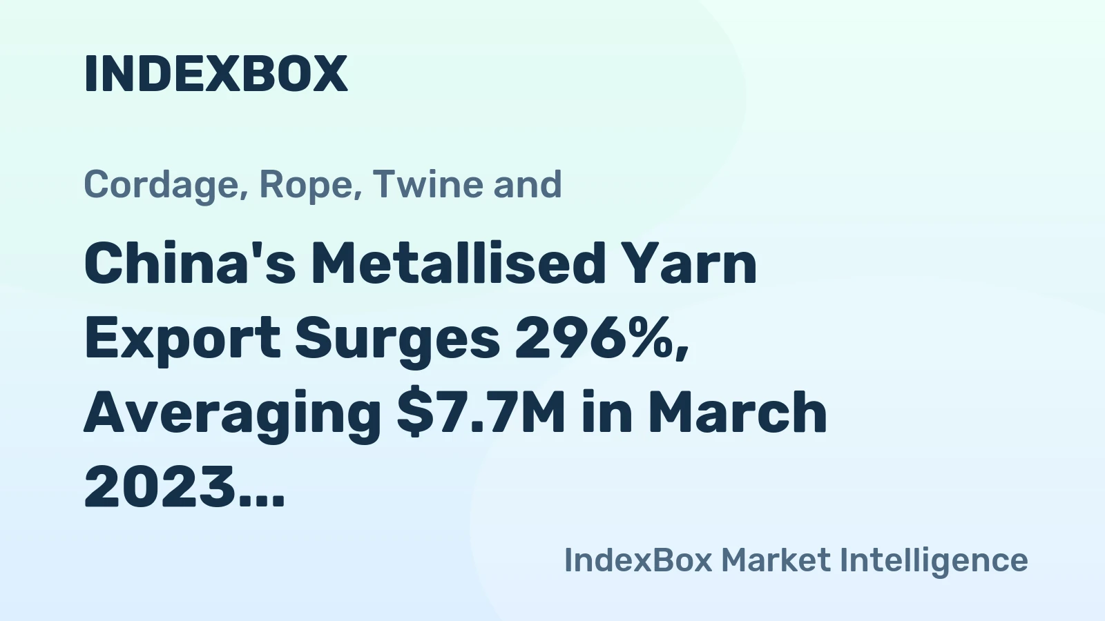 China's Metallised Yarn Export Surges 296%, Averaging $7.7M in March 2023