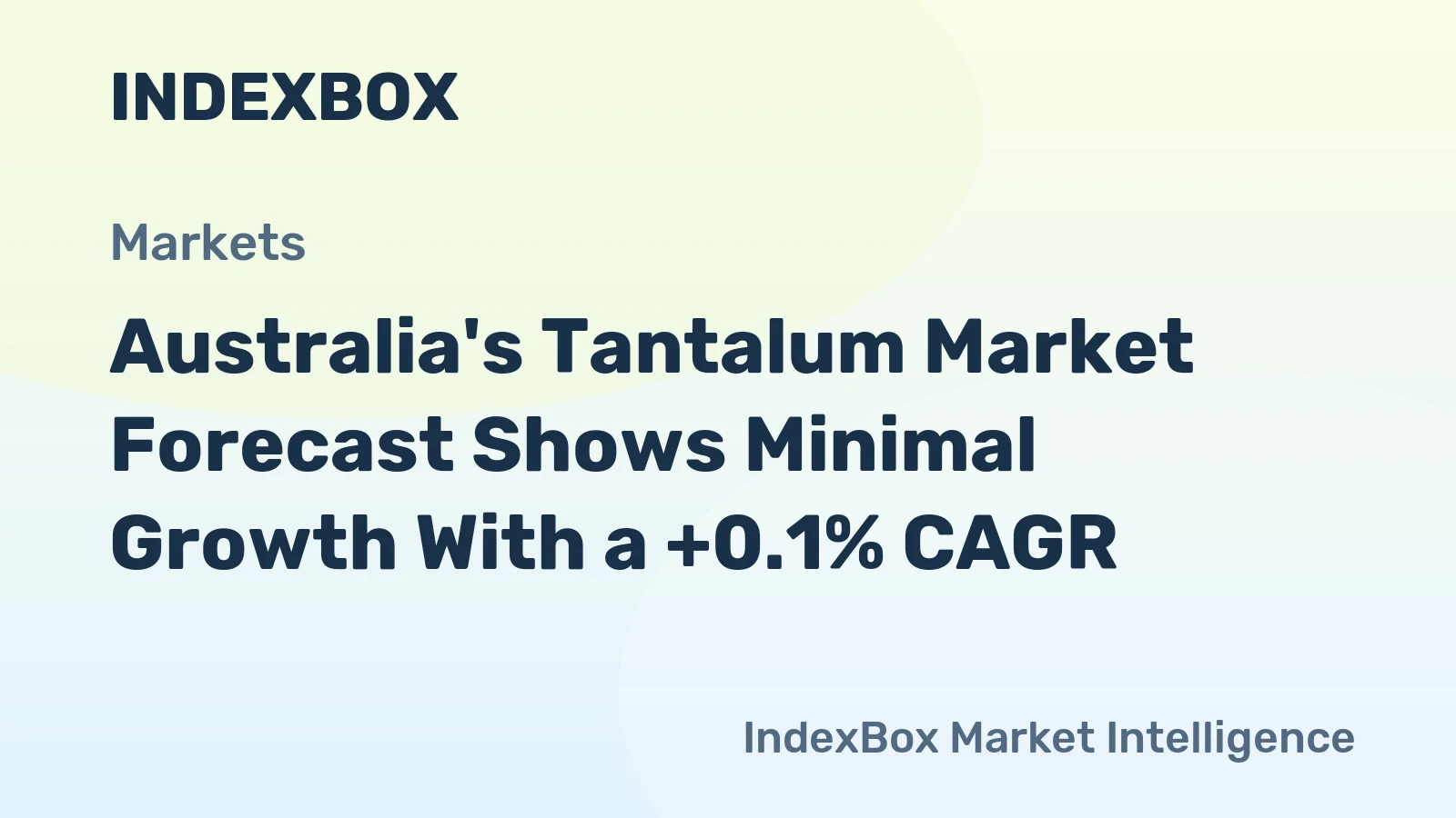 Australia's Tantalum Market Forecast Shows Minimal Growth With a +0.1% CAGR