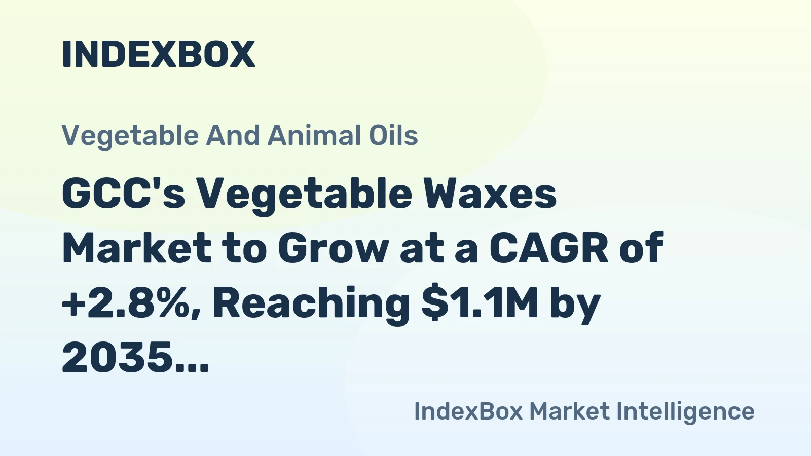 GCC's Vegetable Waxes Market to Grow at a CAGR of +2.8%, Reaching $1.1M by 2035