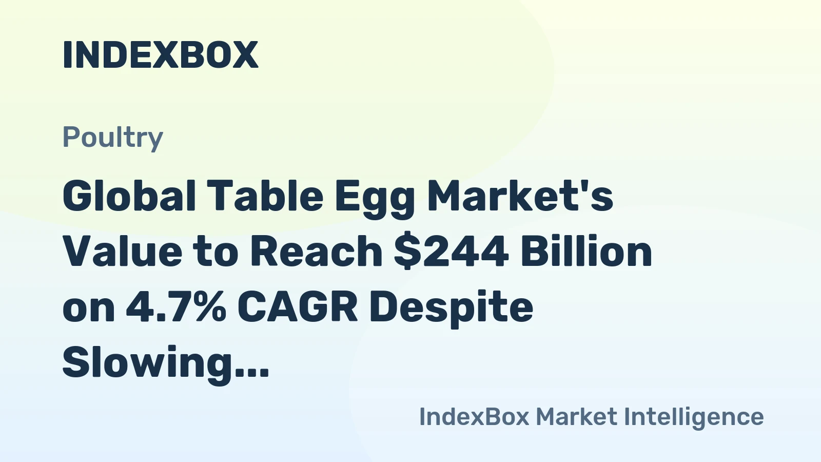 Global Table Egg Market's Value to Reach $244 Billion on 4.7% CAGR Despite Slowing Volume Growth