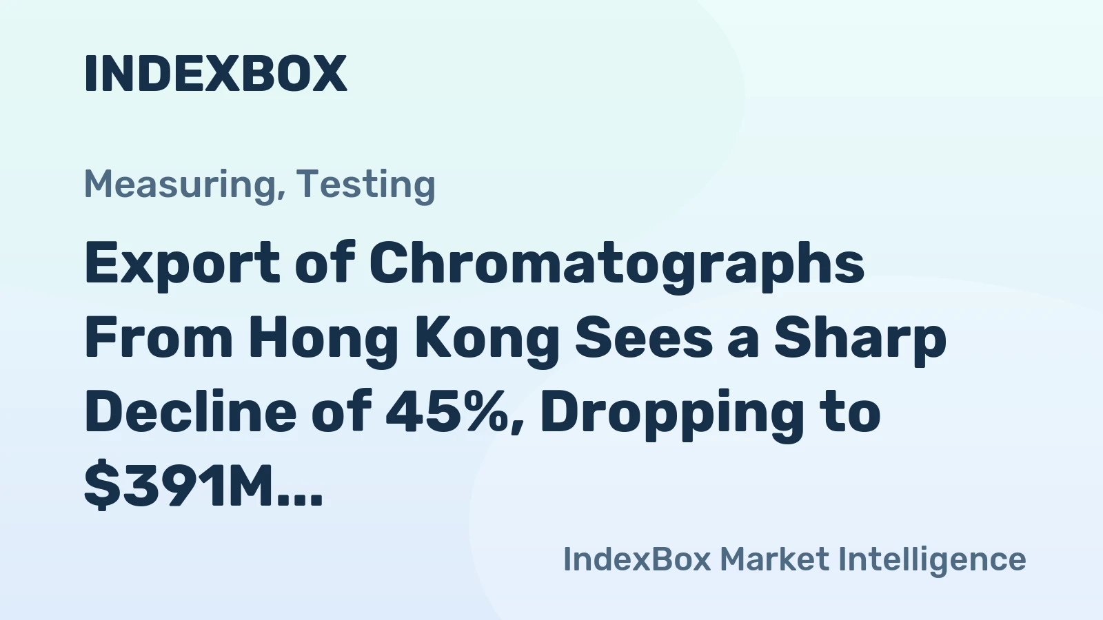 Export of Chromatographs From Hong Kong Sees a Sharp Decline of 45%, Dropping to $391M in the Year 2023