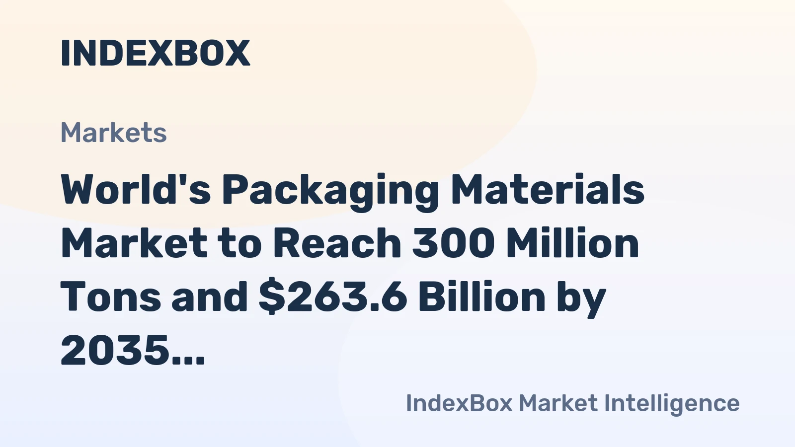 World's Packaging Materials Market to Reach 300 Million Tons and $263.6 Billion by 2035