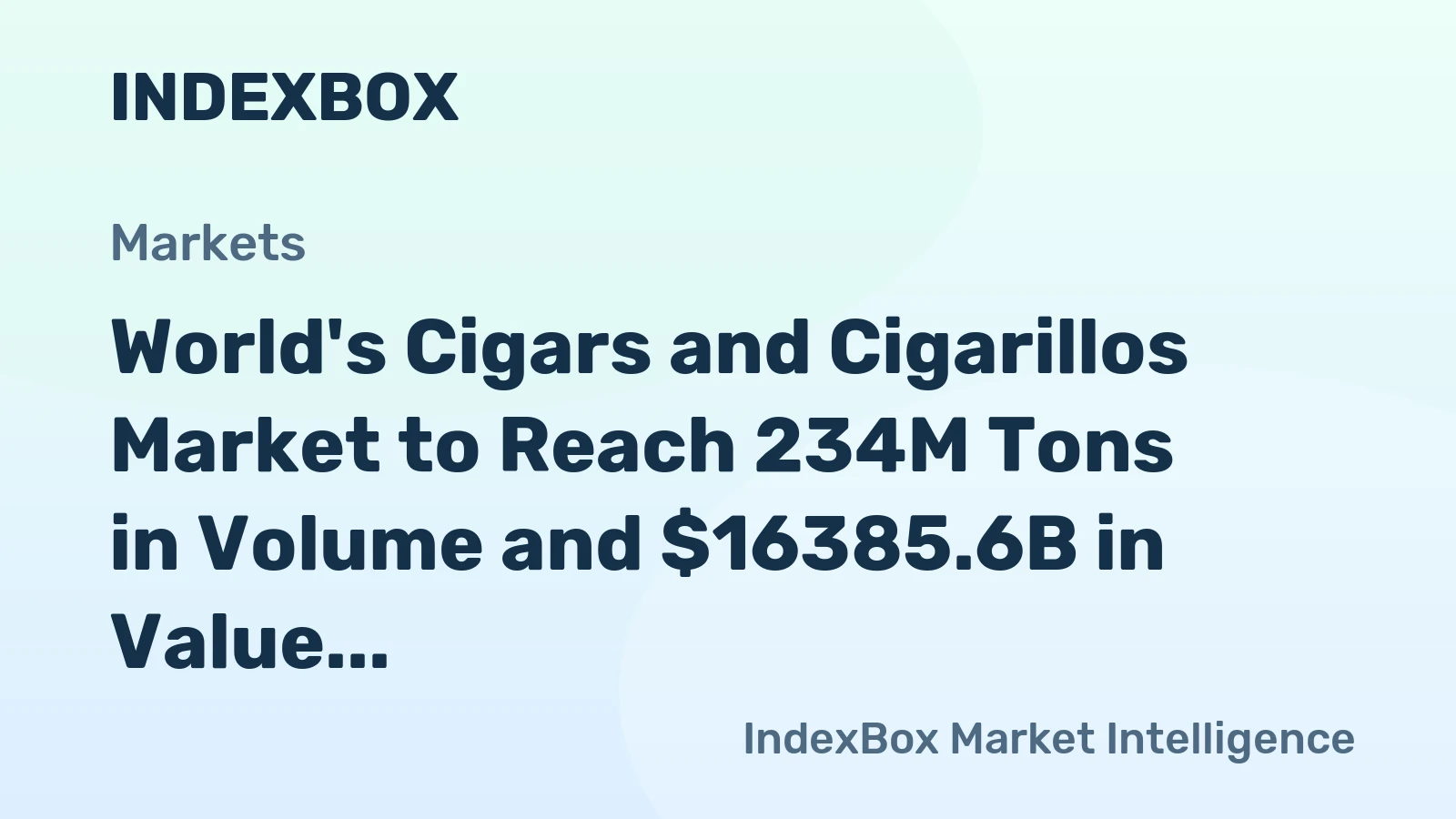World's Cigars and Cigarillos Market to Reach 234M Tons in Volume and $16385.6B in Value by 2035