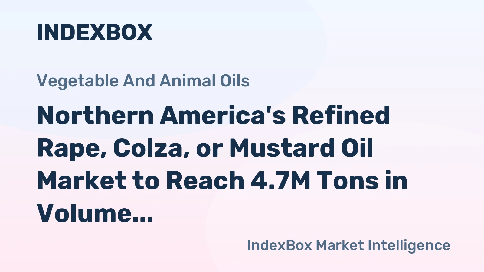 Northern America's Refined Rape, Colza, or Mustard Oil Market to Reach 4.7M Tons in Volume and $7.4B in Value by 2035