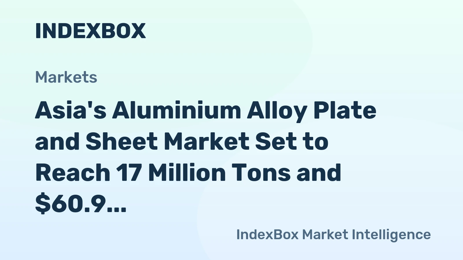 Asia's Aluminium Alloy Plate and Sheet Market Set to Reach 17 Million Tons and $60.9 Billion