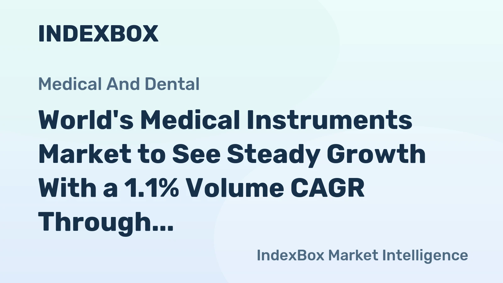 World's Medical Instruments Market to See Steady Growth With a 1.1% Volume CAGR Through 2035