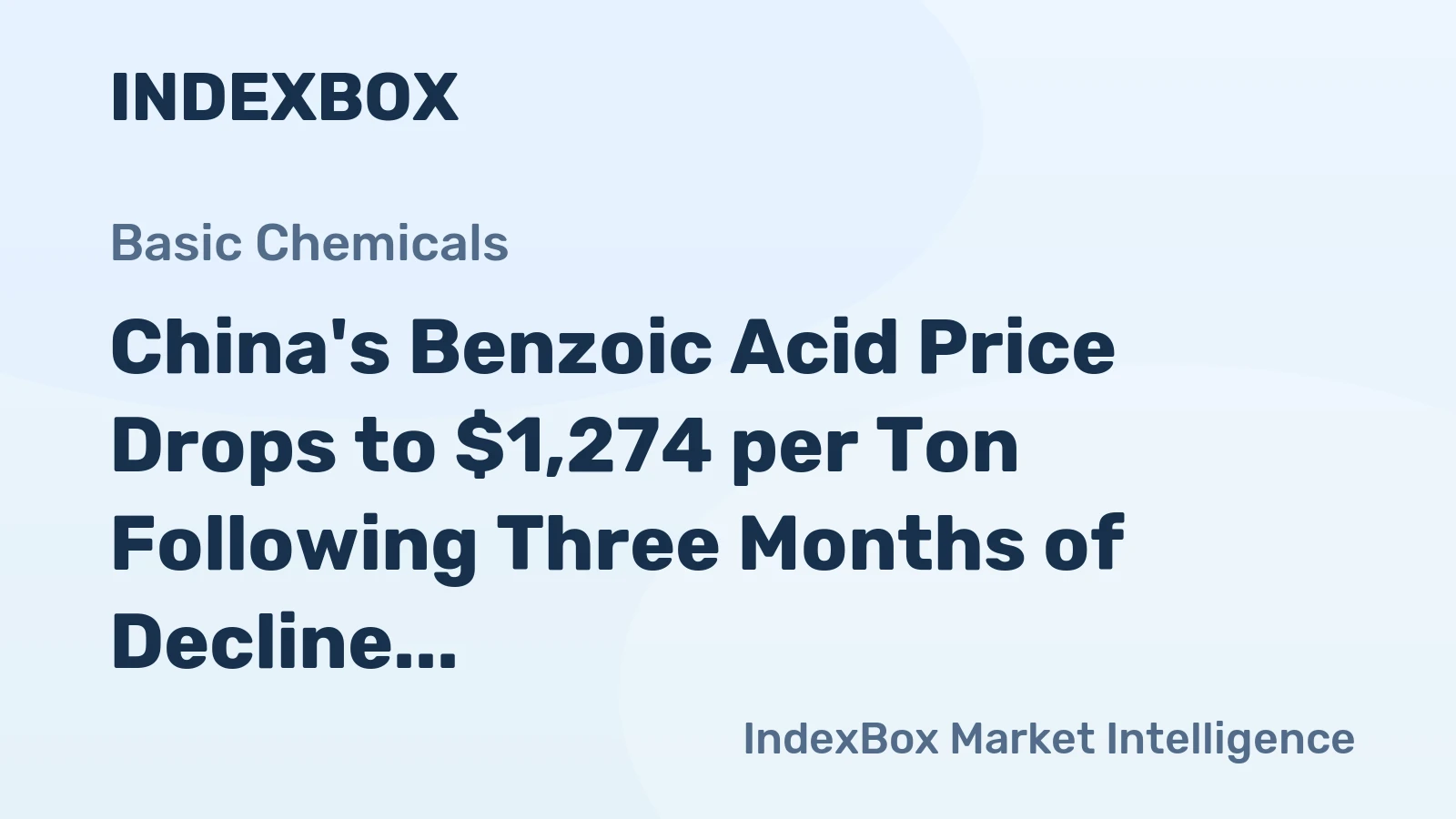China's Benzoic Acid Price Drops to $1,274 per Ton Following Three Months of Decline