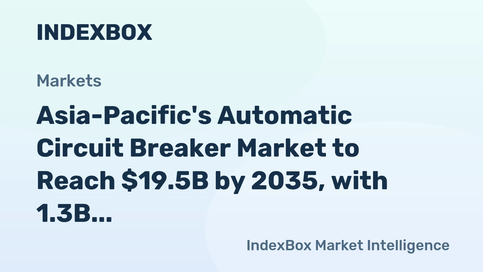 Asia-Pacific's Automatic Circuit Breaker Market to Reach $19.5B by 2035, with 1.3B Units Sold
