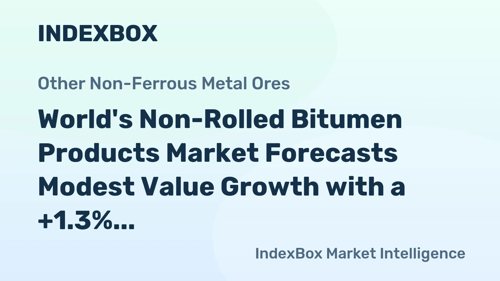 World's Non-Rolled Bitumen Products Market Forecasts Modest Value Growth with a +1.3% CAGR