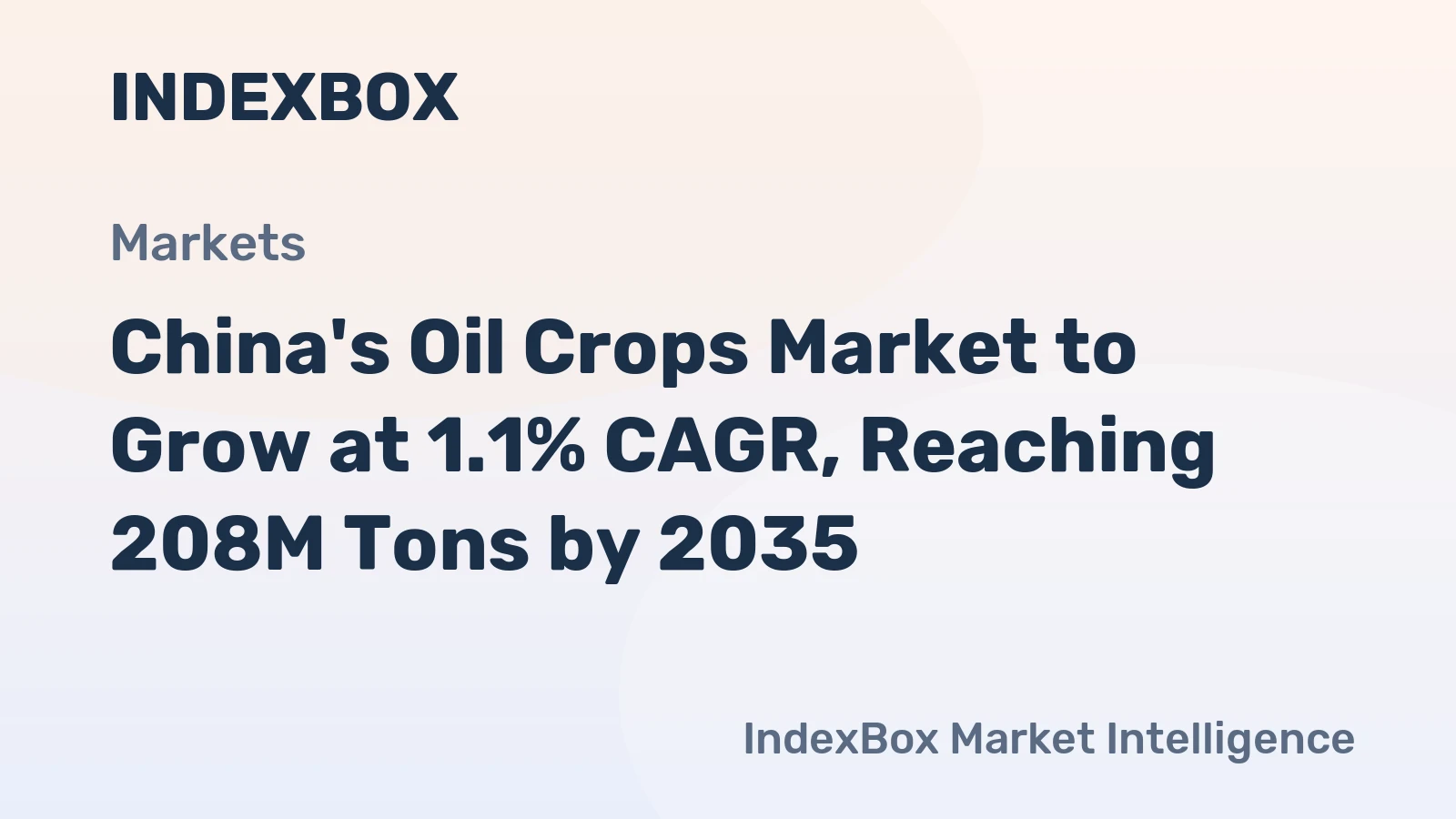 China's Oil Crops Market to Grow at 1.1% CAGR, Reaching 208M Tons by 2035