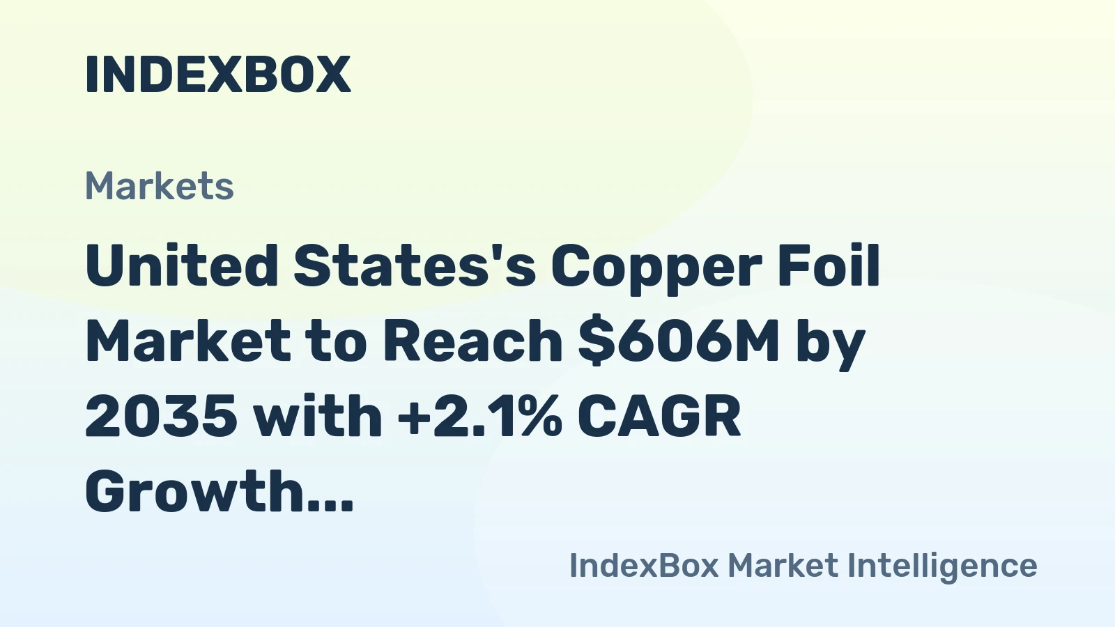 United States's Copper Foil Market to Reach $606M by 2035 with +2.1% CAGR Growth