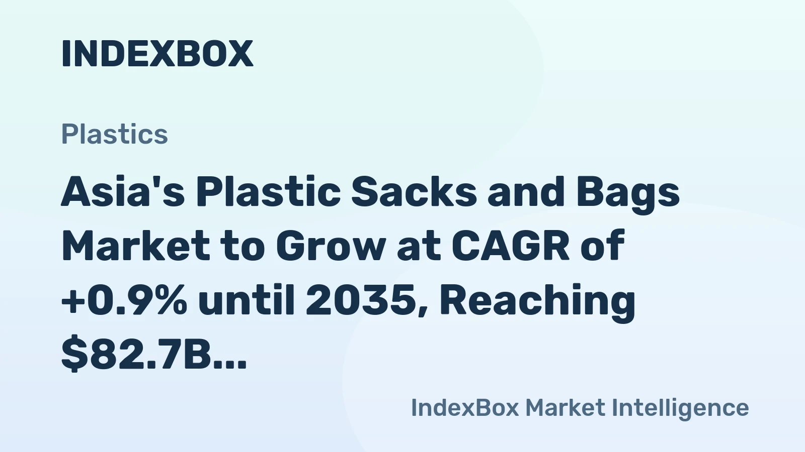 Asia's Plastic Sacks and Bags Market to Grow at CAGR of +0.9% until 2035, Reaching $82.7B in Value