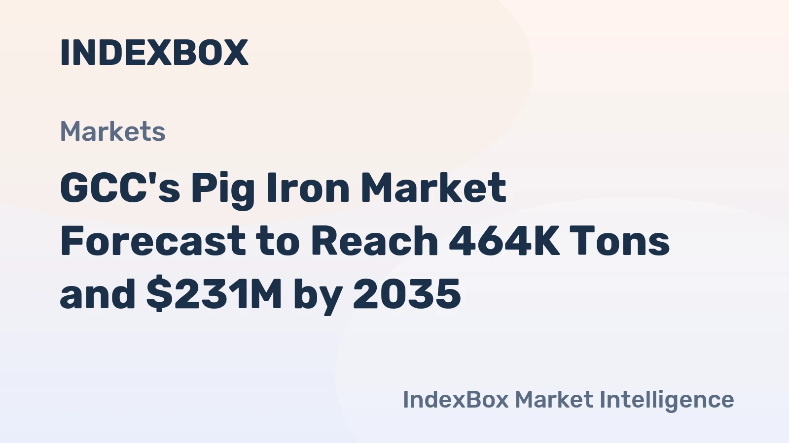 GCC's Pig Iron Market Forecast to Reach 464K Tons and $231M by 2035