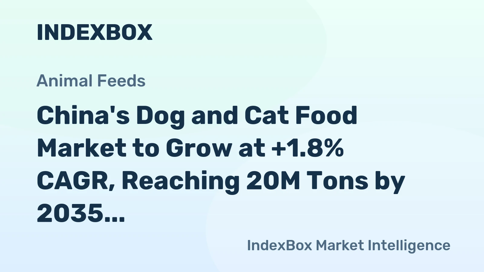 China's Dog and Cat Food Market to Grow at +1.8% CAGR, Reaching 20M Tons by 2035