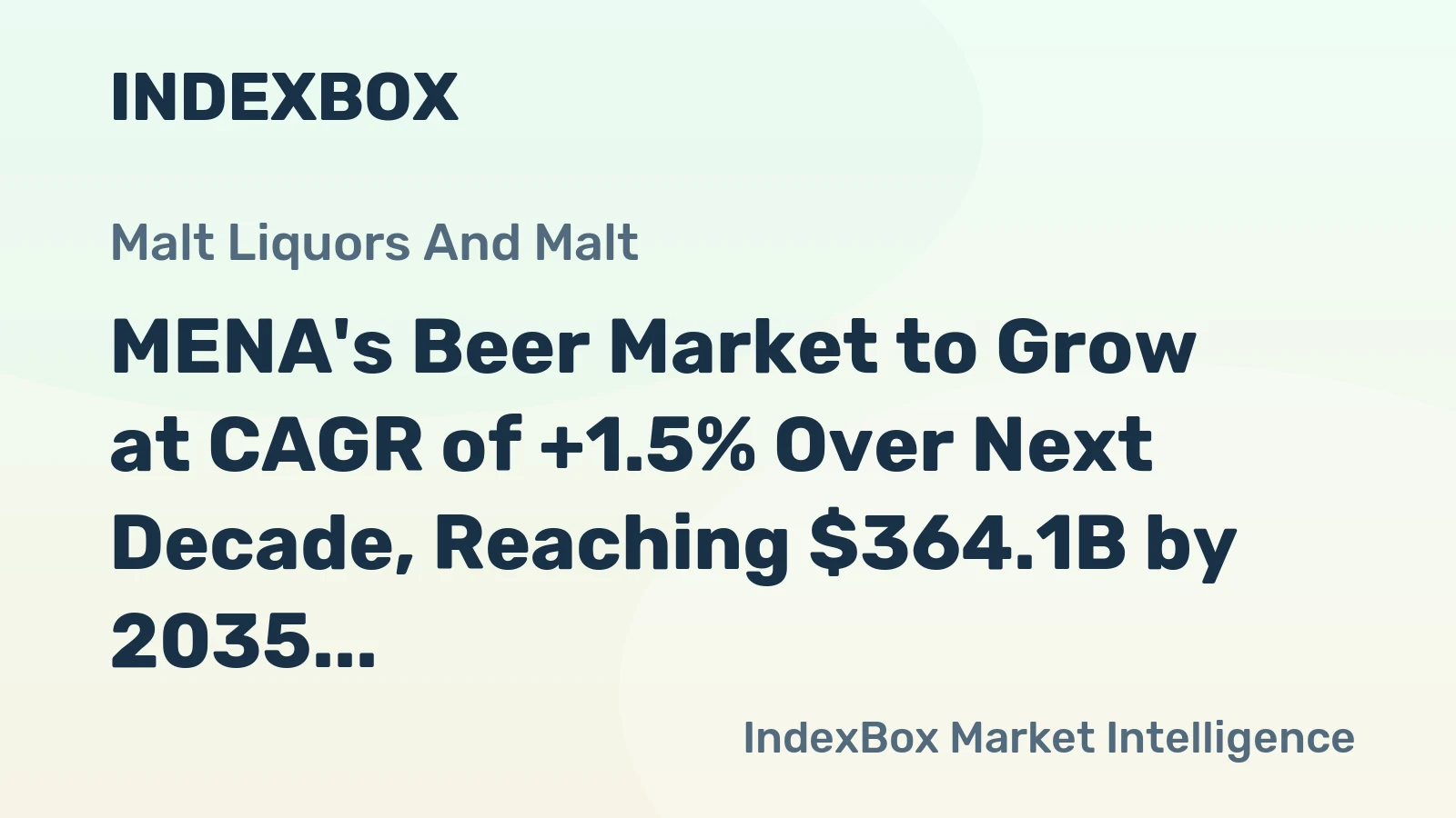 MENA's Beer Market to Grow at CAGR of +1.5% Over Next Decade, Reaching $364.1B by 2035