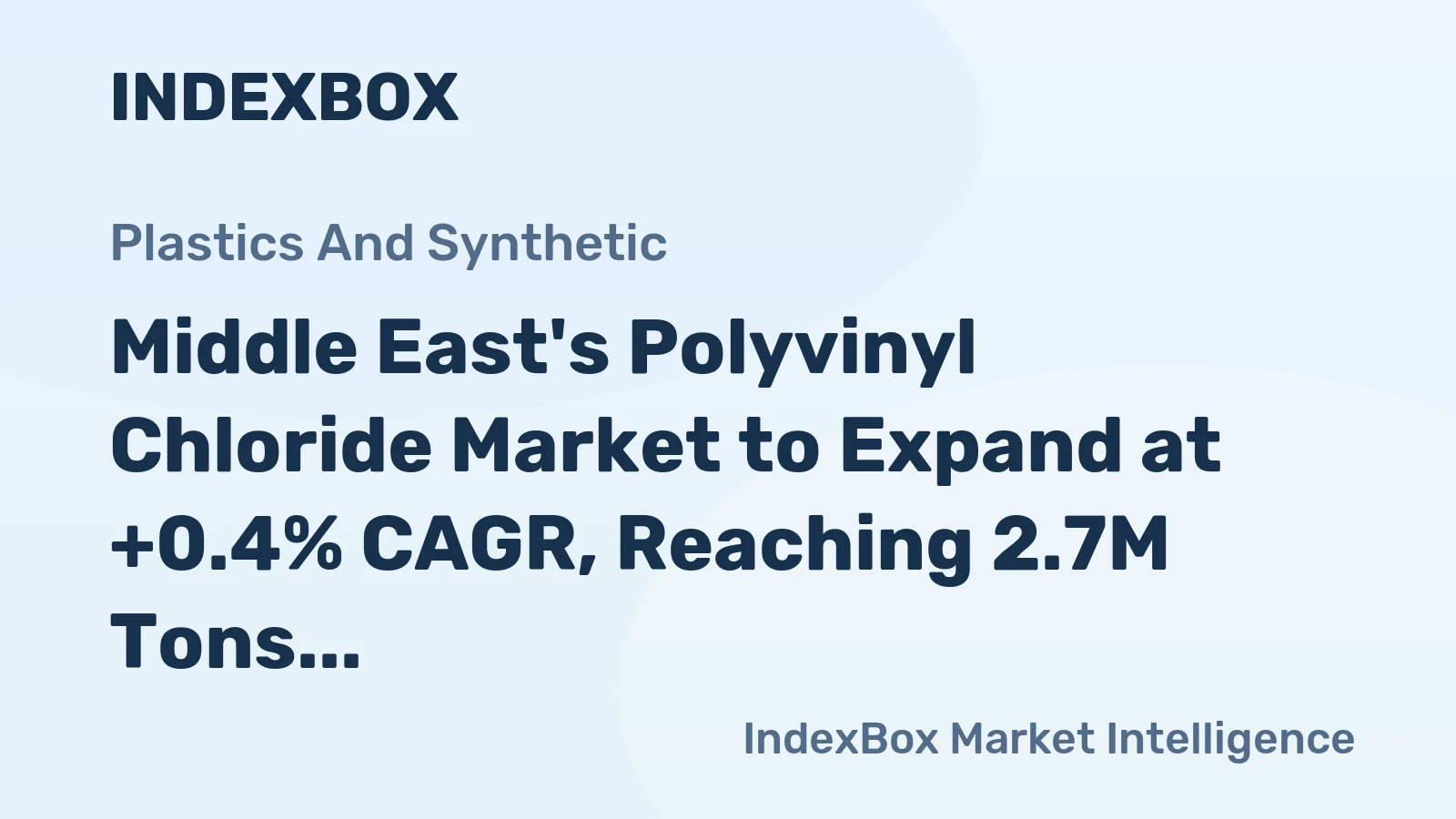 Middle East's Polyvinyl Chloride Market to Expand at +0.4% CAGR, Reaching 2.7M Tons by 2035