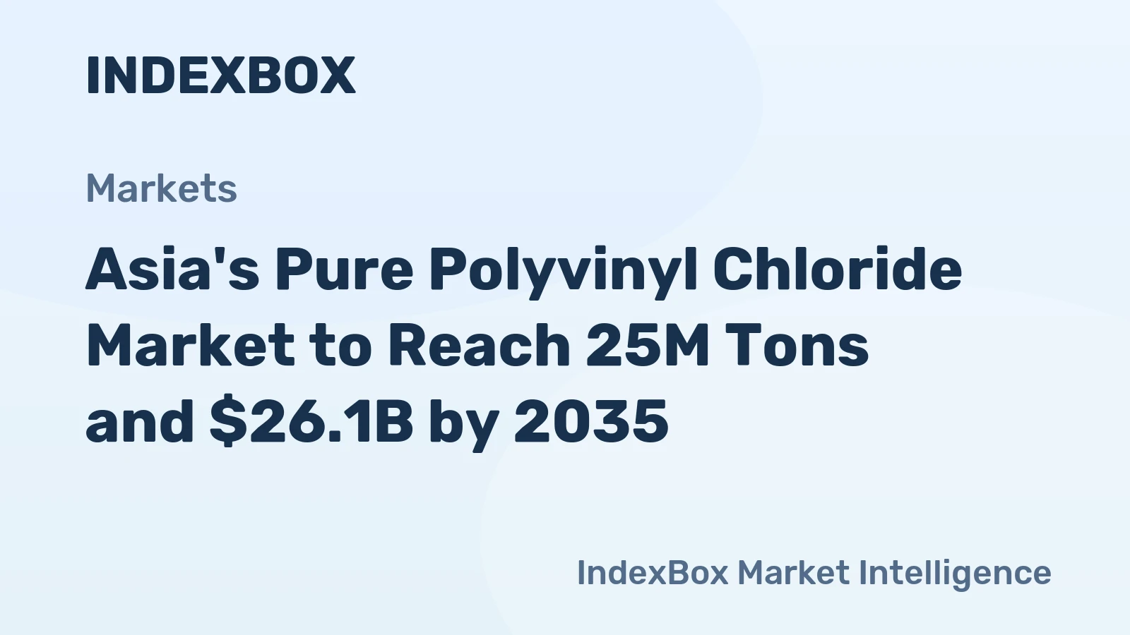 Asia's Pure Polyvinyl Chloride Market to Reach 25M Tons and $26.1B by 2035