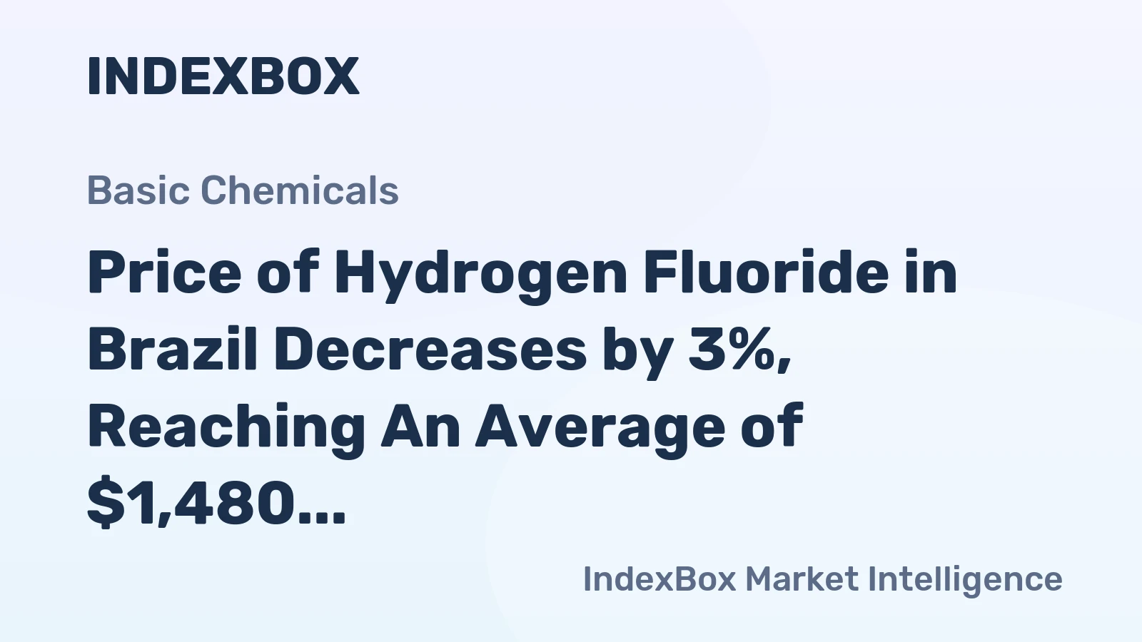 Price of Hydrogen Fluoride in Brazil Decreases by 3%, Reaching An Average of $1,480 per Ton